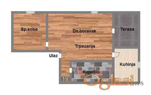 POPOVICA, dvosoban, 45m2