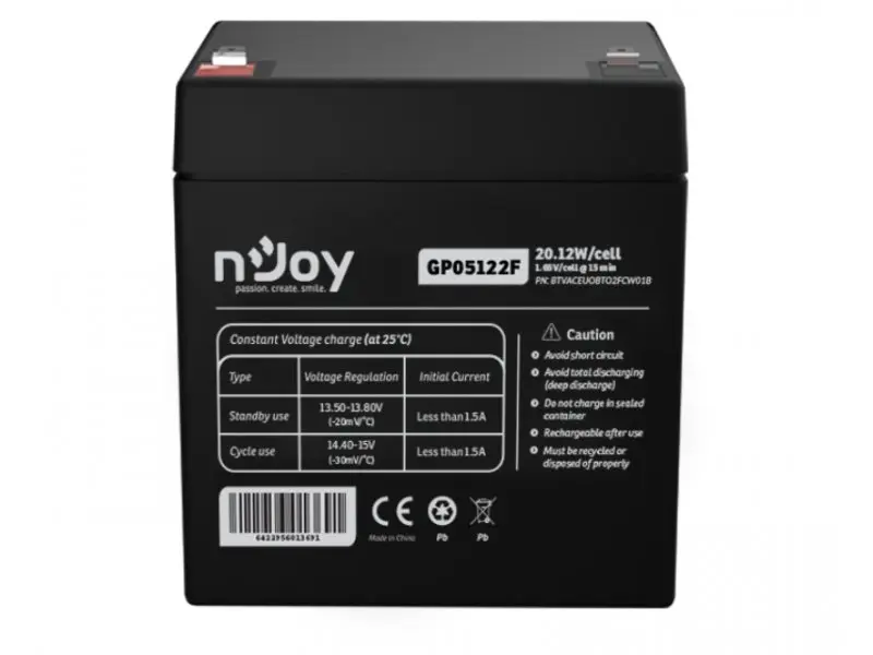 NJOY GP05122F Baterija za UPS 12V, 5Ah, BTVACEUOBTO2FCW01B