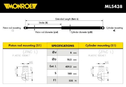 AMORTIZERI ZADNJIH VRATA MONROE MERCEDES-BENZ E-CLASS (W210) 06.95 – 08.03/ Kombi (S210) 06.96 – 03.03