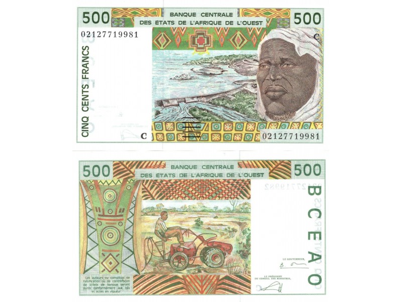 BURKINA FASO (W.S.A) "C" 500 Francs 2002 UNC, P-310