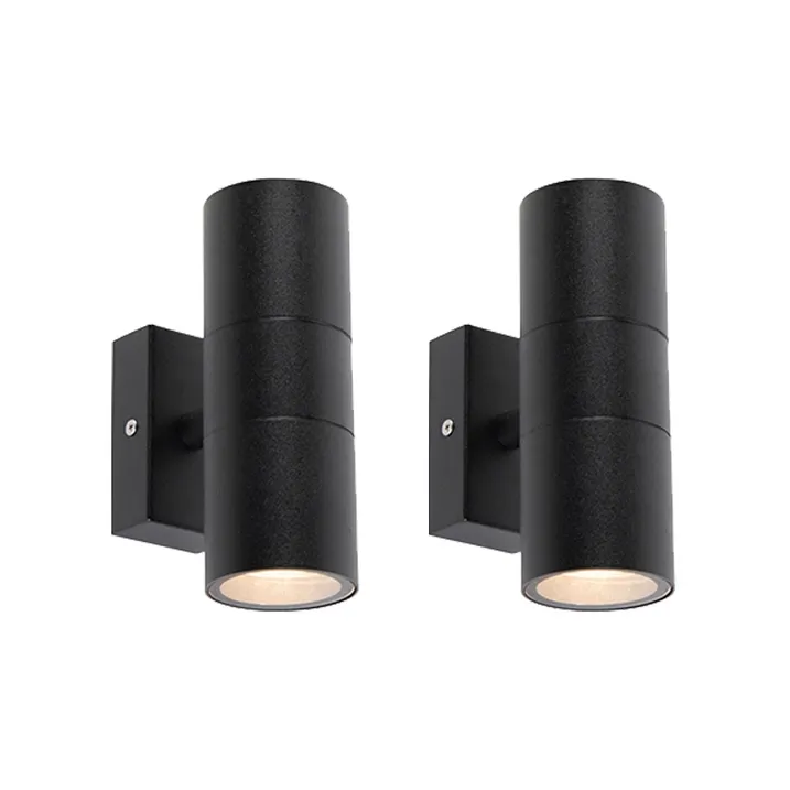 Set od 2 spoljne zidne lampe crne IP44 - Duo