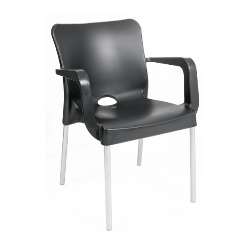 Baštenska stolica Fulya DxŠxV: 54x55x81 cm, plastika/metal, antracit
