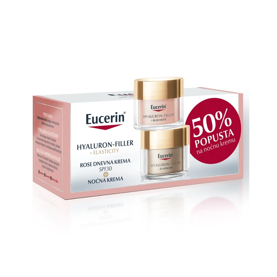 Eucerin® PROMO Hyaluron-Filler + Elasticity Rose Dnevna Krema SPF30 50 mL + Noćna Krema 50 mL