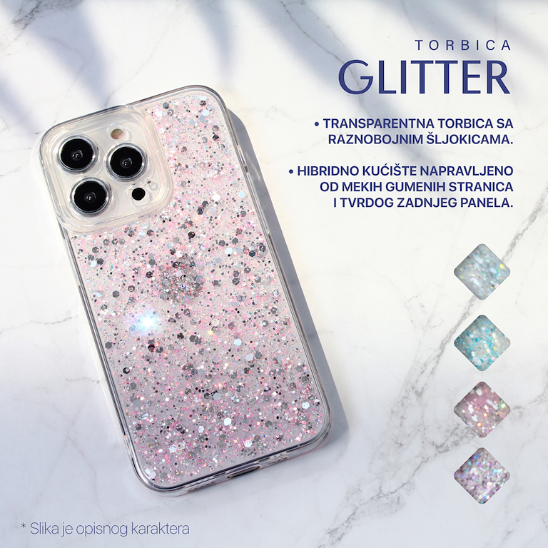 TORBICA GLITTER ZA IPHONE 15 PRO MAX 6.7 PLAVA