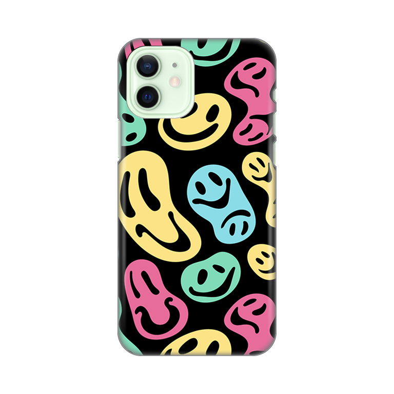 TORBICA SILIKONSKA PRINT ZA IPHONE 12 6.1 BLACK COLOR SMILES