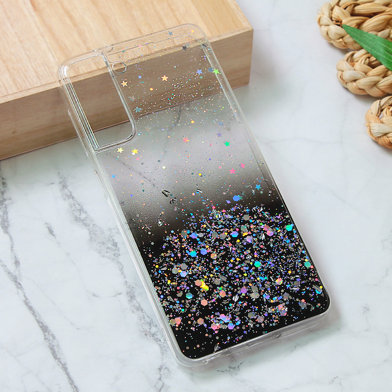 TORBICA SILIKONSKA GLITTER ZA SAMSUNG G991B GALAXY S21 CRNA