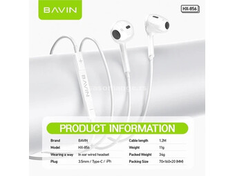 Bavin slušalice type-C bela ( 90203 )