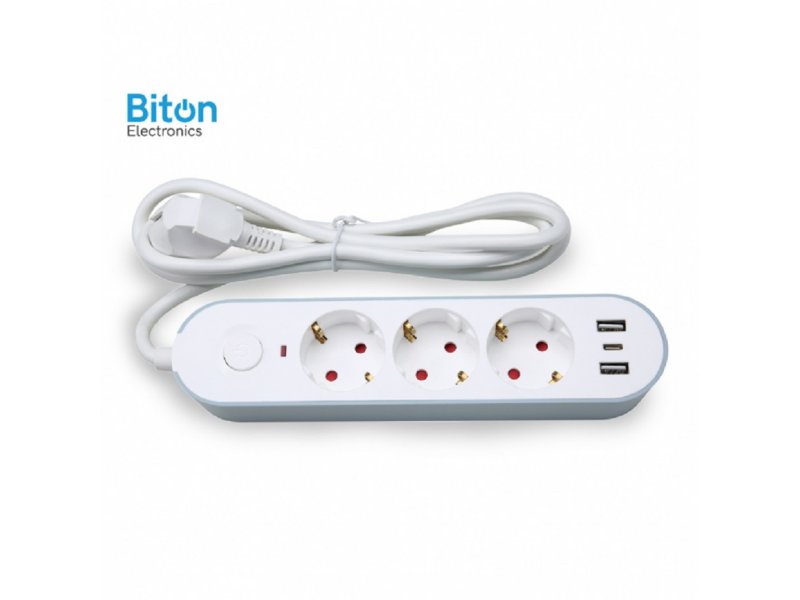 BITON ELECTRONICS GS03KU PRENOSNA PRIKLJUČNICA (3X ŠUKO+3XUSB) 5M