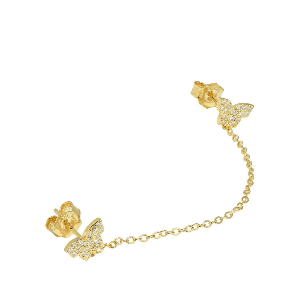 SREBRNE NAUŠNICE BUTTERFLY CHAIN