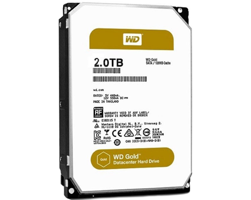 WD 2TB 3.5″ SATA III 128MB 7.200 WD2005FBYZ Gold hard disk