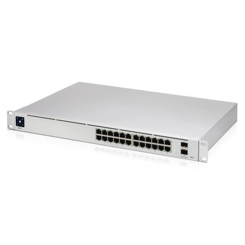 Ubiquiti Pro 24 24-port Layer 3 switch supporting 10G SFP+ connections with fanless cooling