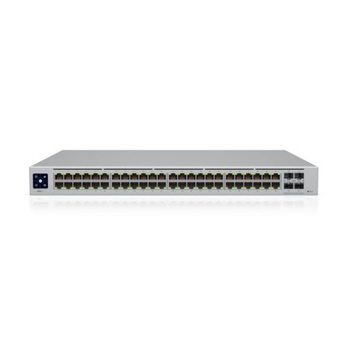 Ubiquiti Pro 48 48-port Layer 3 switch supporting 10G SFP+ connections with fanless cooling