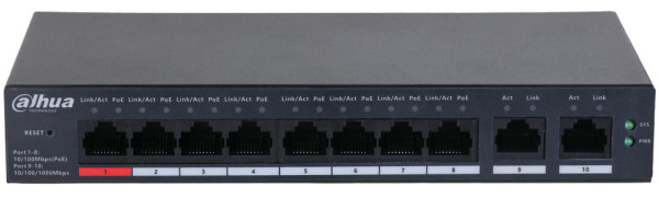 Dahua CS4010-8ET-110 SMART UPRAVLJIVI LAYER 2 POE 8-PORTNI SWITCH SA 2 UPLINK-A