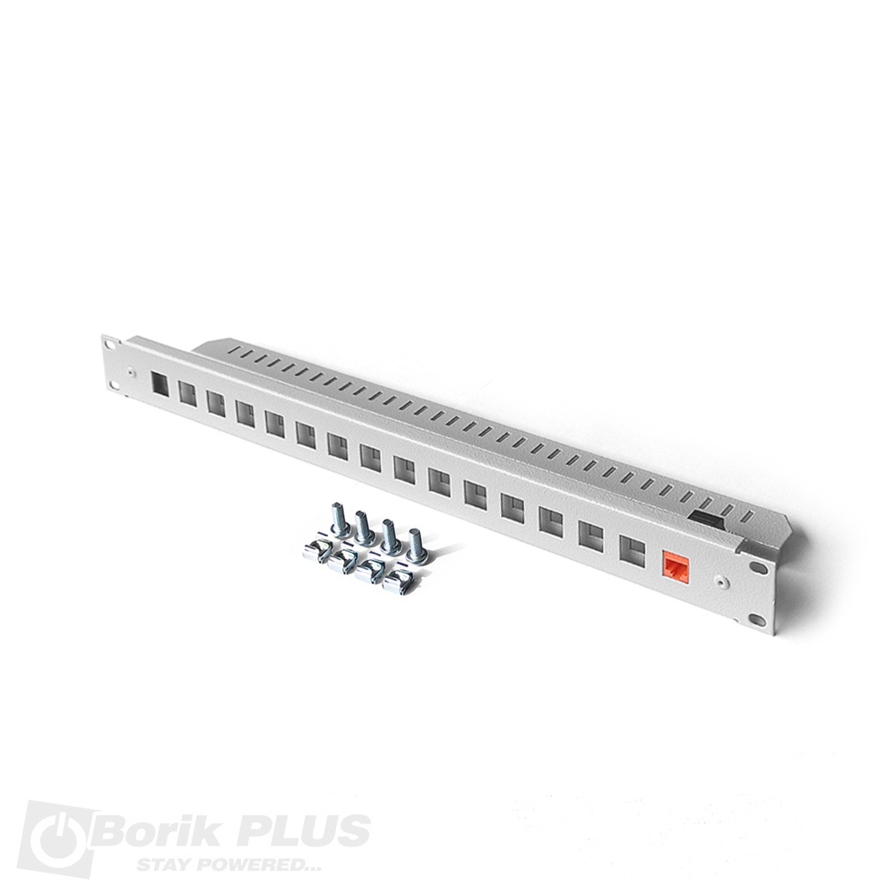 Patch panel za 16 modula RJ45 za rek 19″ BELI