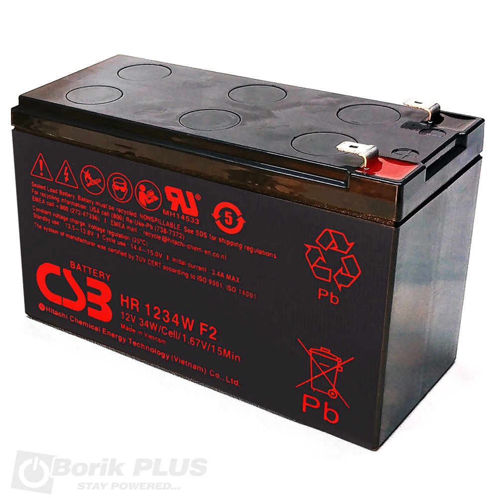CSB HR1234W Olovna VRLA baterija 12V 9Ah High Rate