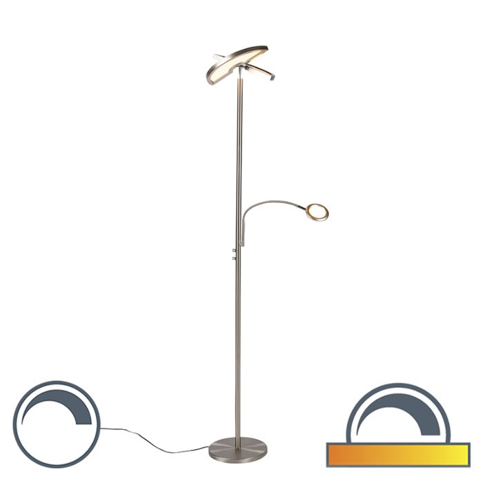 Moderna podna lampa od čelika sa lampom za čitanje uključujući LED - Moderno II