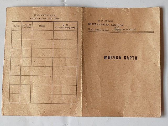 D/ Prahovo 1954 god - Mlečna Karta
