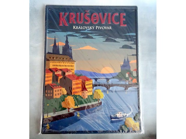 KRUŠOVICE - nova reklamna  limena tabla, 40 x 30cm.