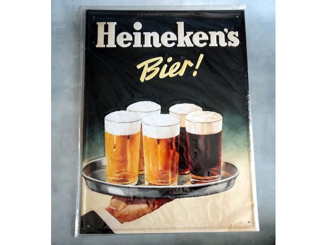 HEINEKEN`S BIER nova reklamna limena tabla, 40 x 30cm.