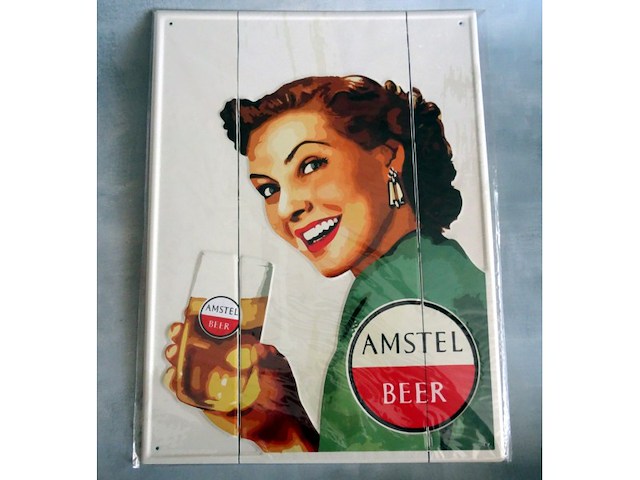 AMSTEL BEER - nova reto reklamna limena tabla, 40x30cm.