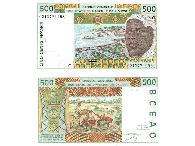 BURKINA FASO (W.S.A) `C` 500 Francs 2002 UNC, P-310