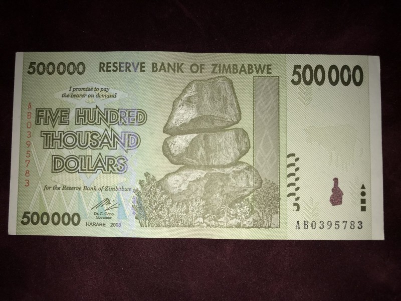 ZIMBABVE 500 000 DOLARA.UNC.