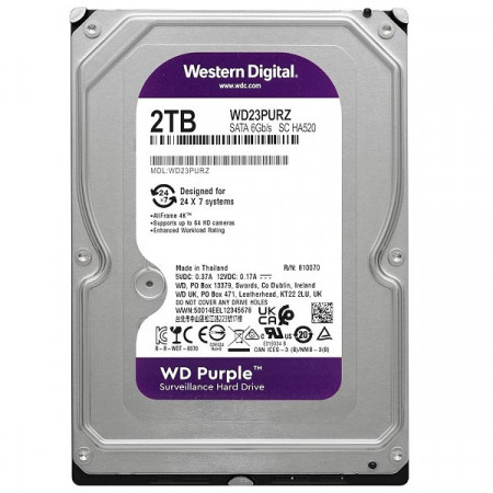 HDD 2 TB WESTERN DIGITAL Purple, WD23PURZ, 256MB, 5400rpm, za video nadzor, SATA 3