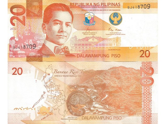 Philippines 20 piso 2022. UNC