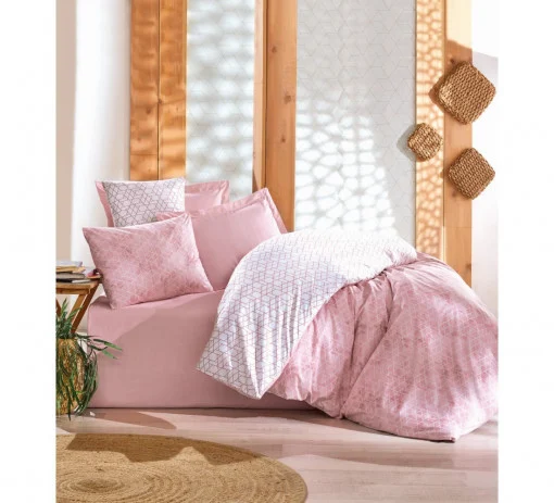 Posteljina za bračni krevet- minimal best-pembe- roza