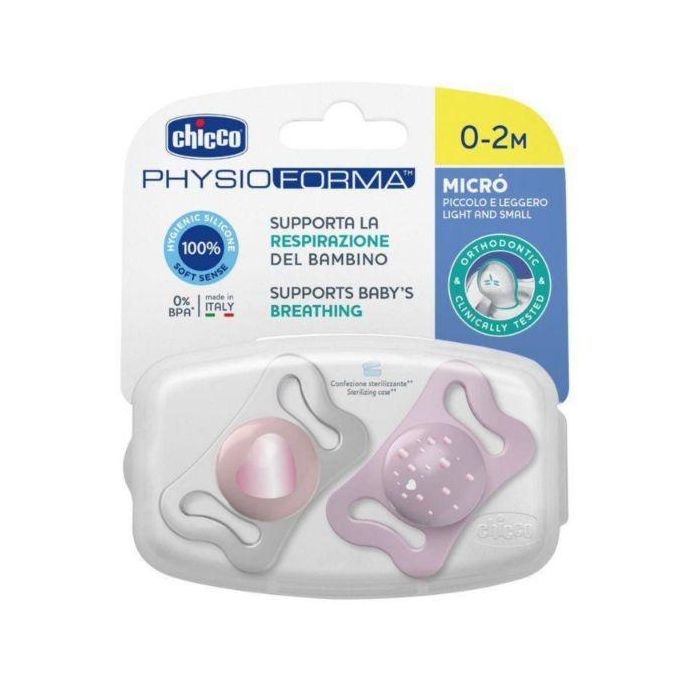 CHICCO LAŽA MICRO,SILIKON,0-2M,ROZE,2KOM