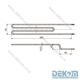 GREJAČ ROŠTILJA / KIPERA KOVINOSTROJ / KONČAR 1000w (220v) PROHROMSKI fi 8.5mm ŠIRINA25mm DUŽINA 500mm