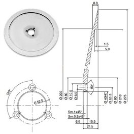 NOŽ ZA SALAMOREZNICU Ø275mm, 3 RUPE, UNUTRAŠNJI PREČNIK Ø40, UNUTRAŠNJI ŽLJEB 215mm, VISINA NOŽA (POLOŽENOG) 21mm