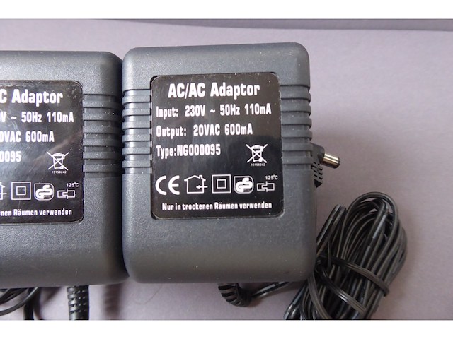 AC/AC strujni adapter 20VAC 600mA