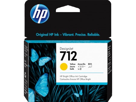 HP 712 29-ml Yellow DesignJet Ink Cartridge 3ED69A