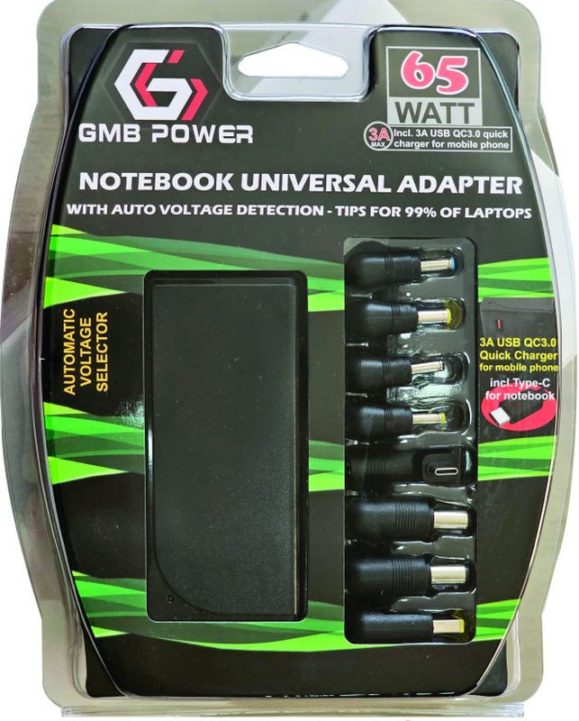Adapter Punjač za laptop Gembird NPA-AC7D ** 6AC 65W sa Tip-C + QC3.0 mob. brzi punjac 3A, auto voltage