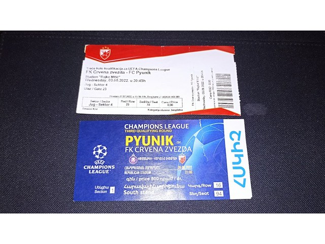 Pyunik / Pjunik - Crvena zvezda 03.08./09.08.2022.