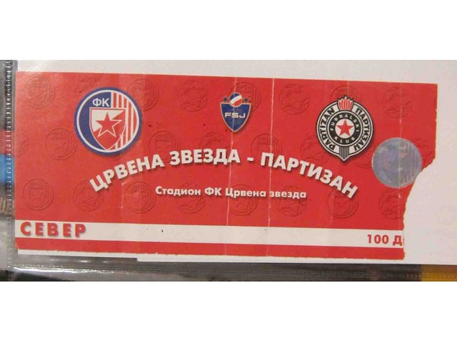 ulaznica za derbi Crvena Zvezda - Partizan