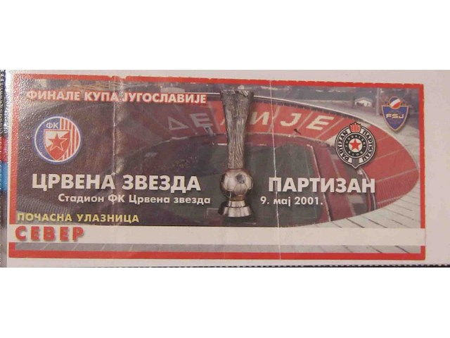 ulaznica za derbi Crvena Zvezda - Partizan 2001