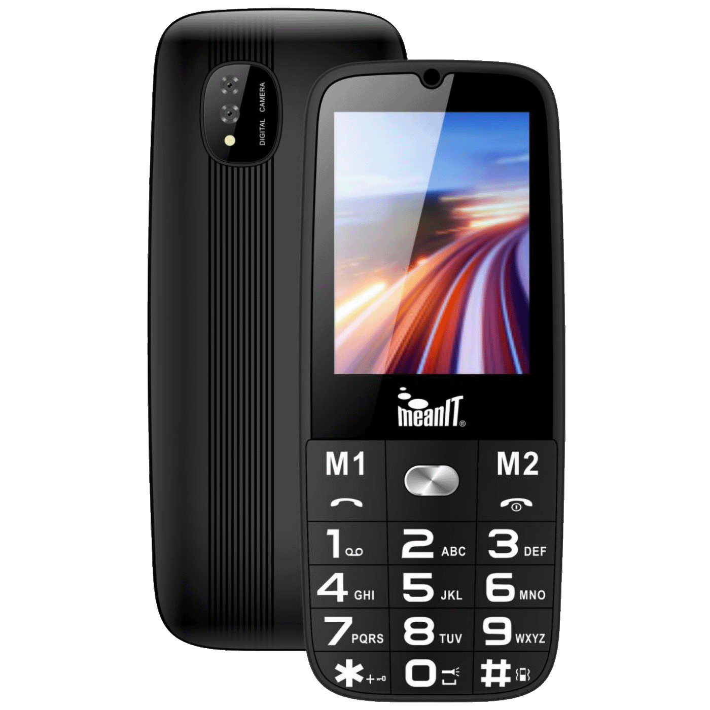 MeanIT Mobilni telefon, 2,4″ ekran, Dual SIM, BT, SOS dugme – SENIOR 15, Crni