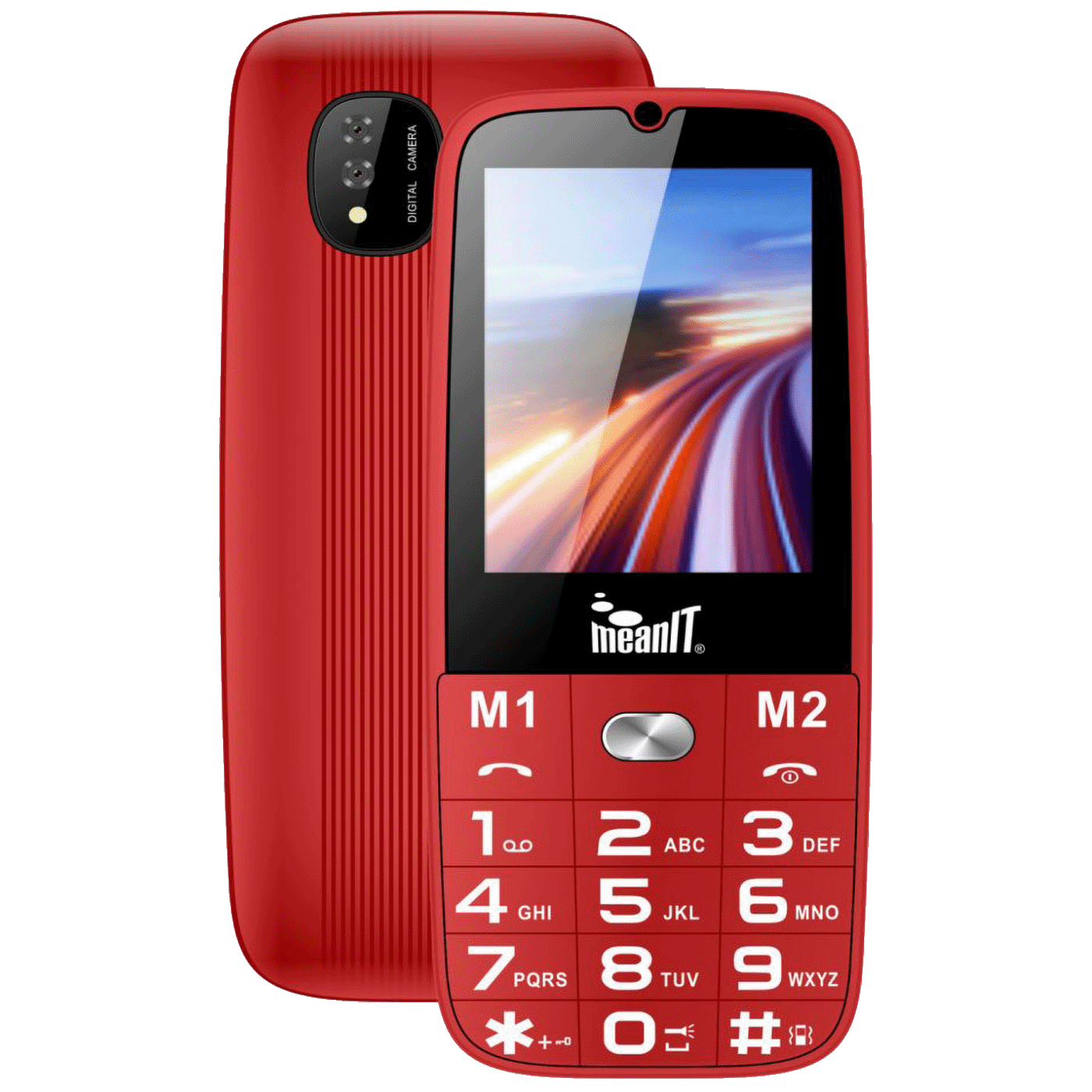 MeanIT Mobilni telefon, 2,4″ ekran, Dual SIM, BT, SOS dugme – SENIOR 15, Crveni