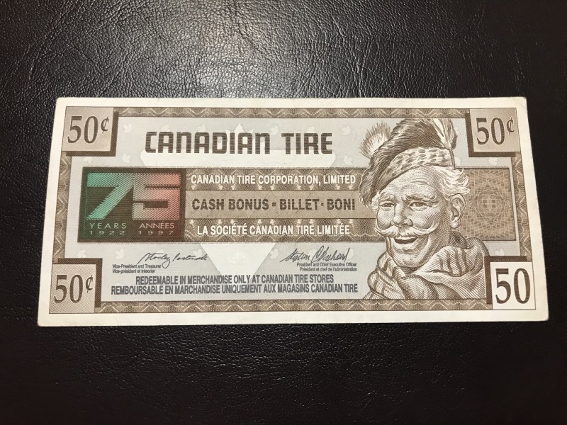 CANADIAN TIRE 50 CENTI.