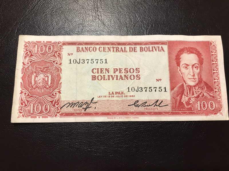 BOLIVIJA 100 PEZOSA.1962.