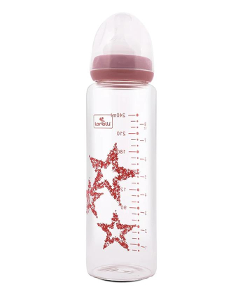 Lorelli Bertoni staklena flašica sa anti-colic dodatkom 240 ml - Blush Pink
