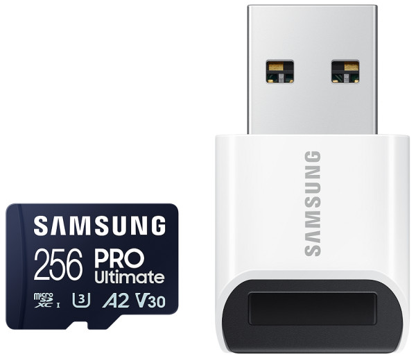 MicroSD 256GB, PRO Ultimate, SDXC, UHS-I U3 V30 A2, Read up to 200MB/s, Write up to 130 MB/s, for 4K and FullHD video recording, w/USB Card reader ( MB-MY256SB/WW )