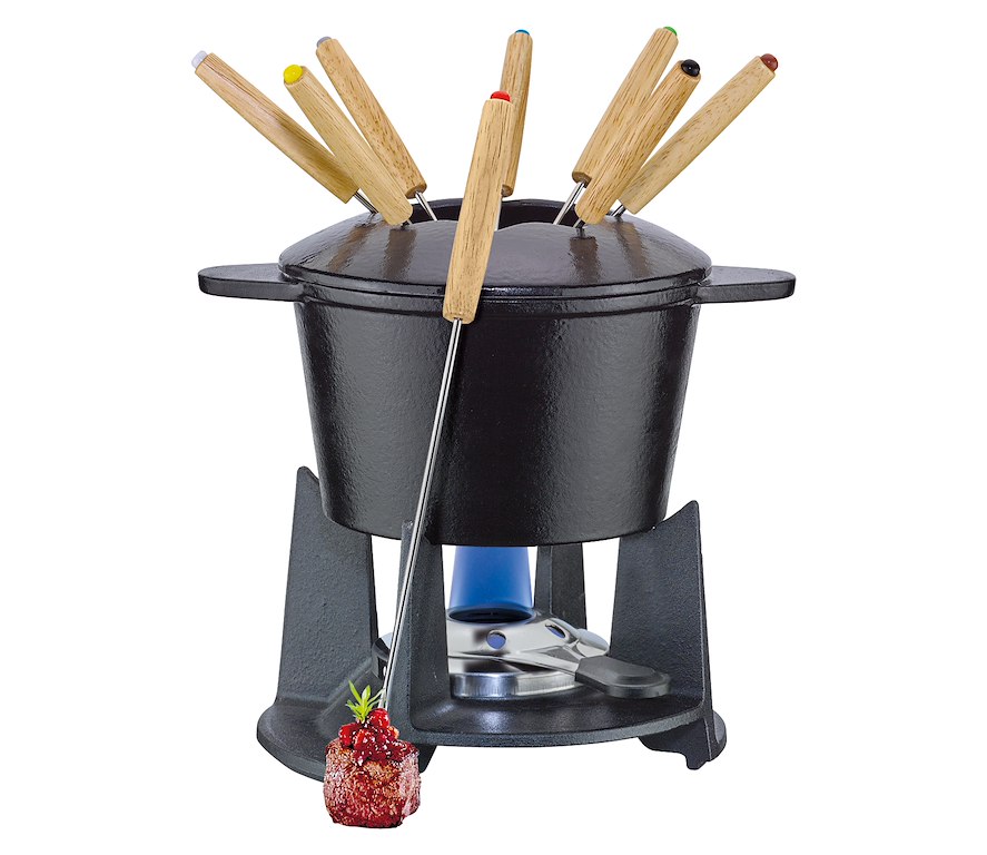 18. Fondue Garnitura “GRENOBLE” od livenog gvožđa-guss crna Ø18 cm -1,5 lit – SPRING, Cena: 17.976,oo din