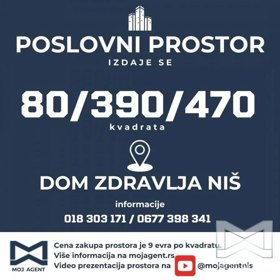 Izdavanje, poslovni prostor, 470m2, Dom zdravlja, Niš