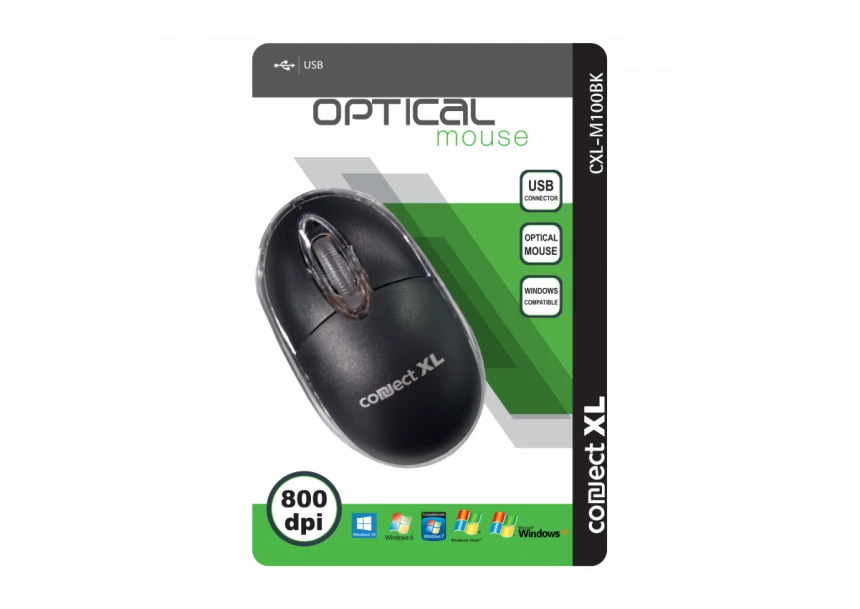 Connect XL Miš optički, 800dpi, USB, crna boja - CXL-M100BK