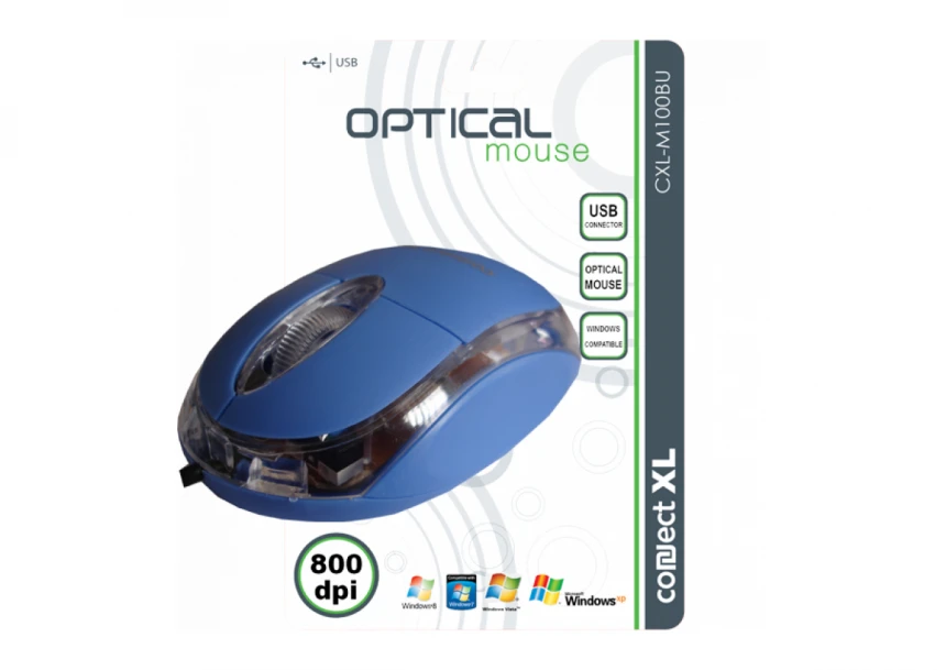 Connect XL Miš optički, 800dpi, USB, plava boja - CXL-M100BU