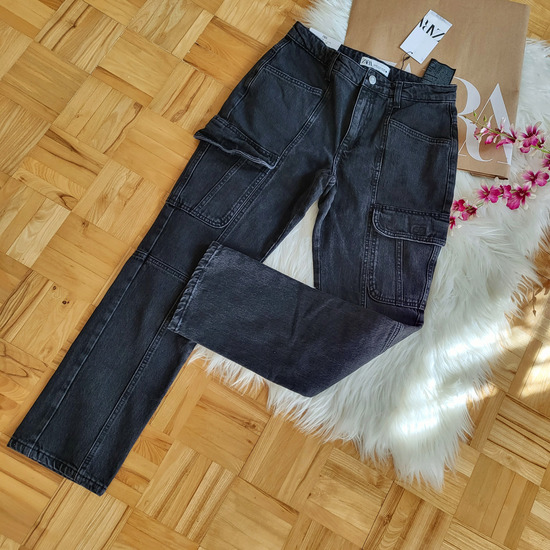 Zara cargo slim fit farmerke vel S