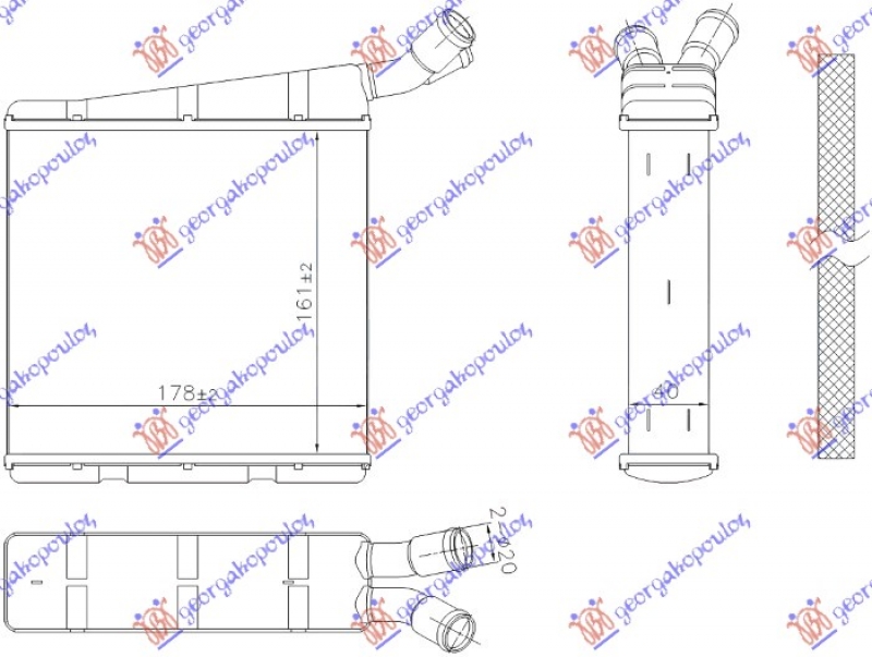 HLADNJAK MOTORA DODATNI 2.0/3.2 BENZIN - 1.6/2.0 DIZEL (MANUELNI/AUTOMATSKI) (161x178)